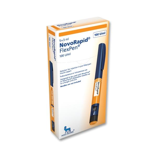 NOVORAPID FLEXPEN Insulin Aspart 100U / mL Solution for IV/SC Injection ...